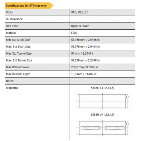 Audi / VW 2.0 16V ACL TSI EA888 Gen3 Race crankshaft main bearings ...